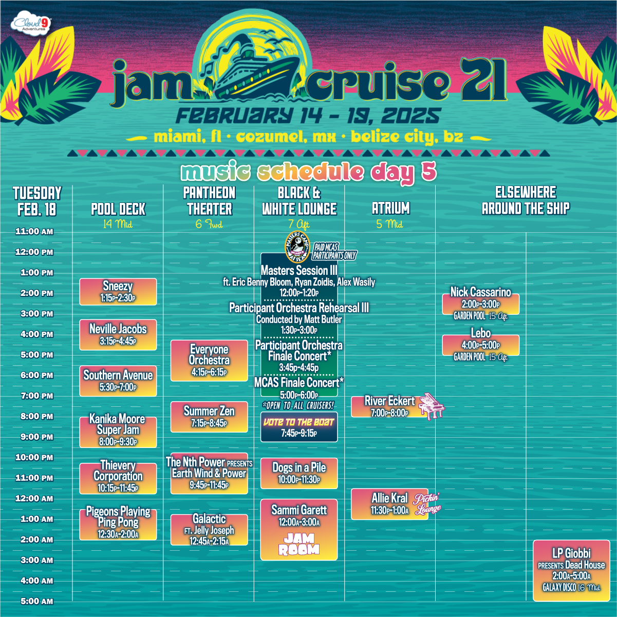 Jam Cruise Outlines Daily Artist Schedules for 2025 Excursion