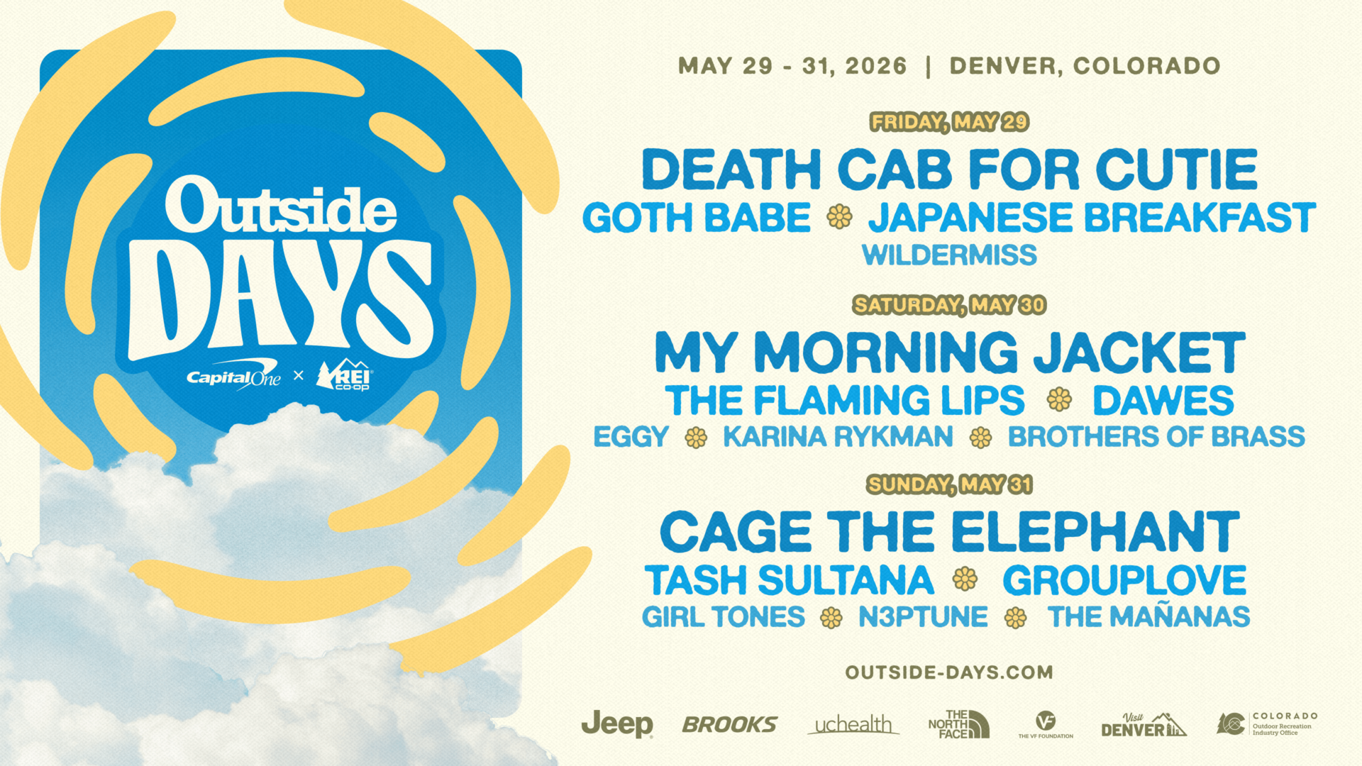 Outside Days Unveils 2025 Artist Lineup: My Morning Jacket, Cage The ...
